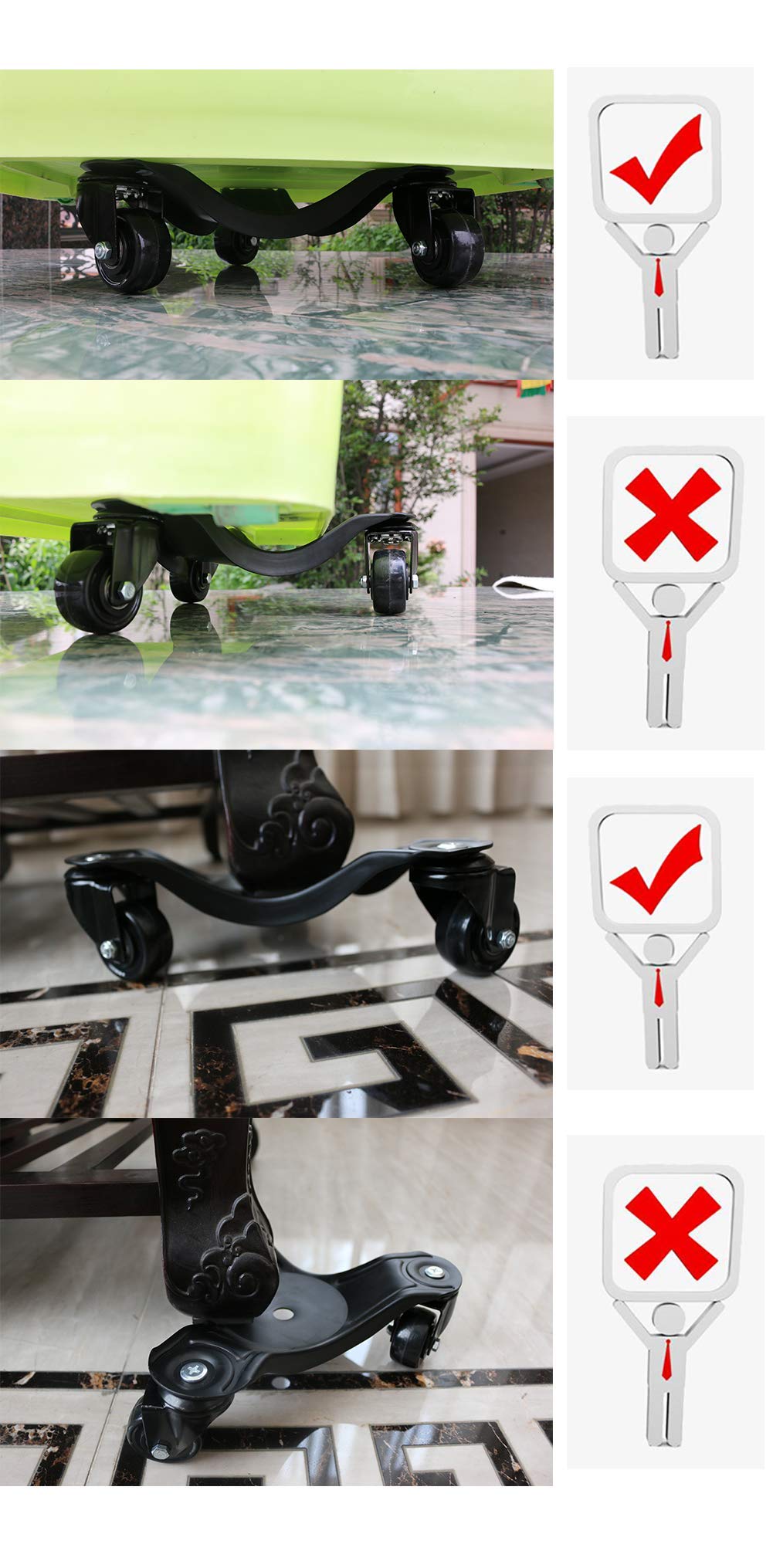 Furniture Moving Artifact Heavy Object Movers with Universal Wheel Crowbar Three Wheel Mover Dolly with Casters Triangle Iron Mover Heavy Moving Tool for Furniture Sofa Bed Bookcase