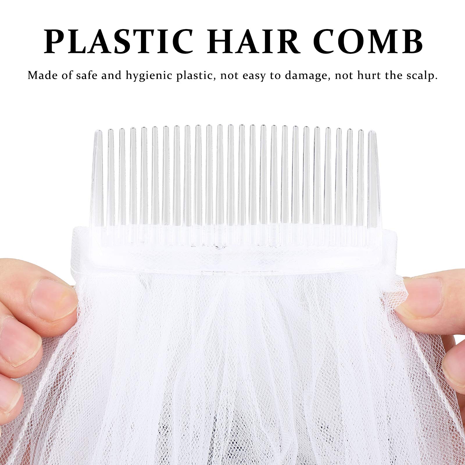 FRCOLOR Bridal Wedding Veil Women's Short Vails with Peals Tulle for Bachelorette Party 39cm/15” Single Tier Veil With Comb Wedding Party Bride Veil