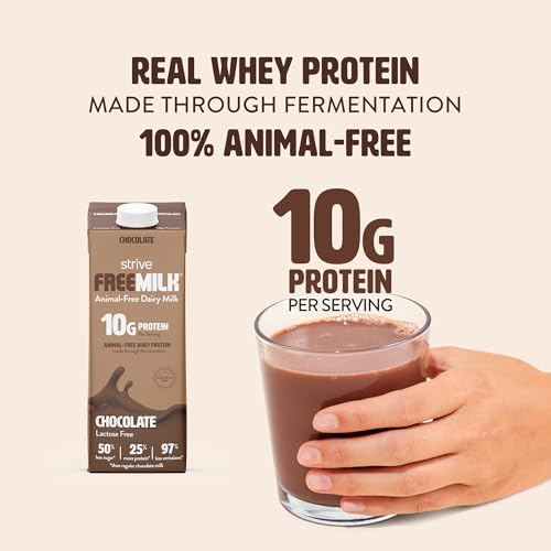 FREEMILK Chocolate, Animal-Free Dairy Milk, 32 oz Carton (Pack of 6), Lactose Free, 10g Protein per Serving, Chocolate Milk, Shelf Stable, Precision Fermentation, Perfect Day