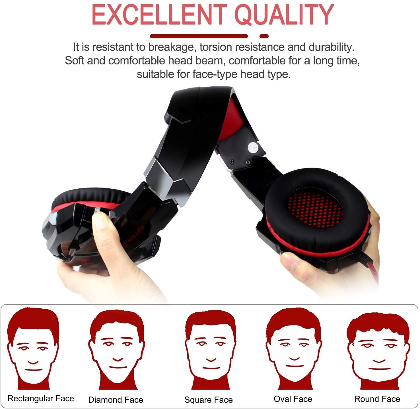 GALOPAR Stereo Gaming Headset for PC, PS4, Xbox One, 3D Surround Sound Headset with Noise Canceling Mic LED Light, Over-Ear Headphones Compatible with PS4, Xbox One, Switch, PC, Mac, Laptop