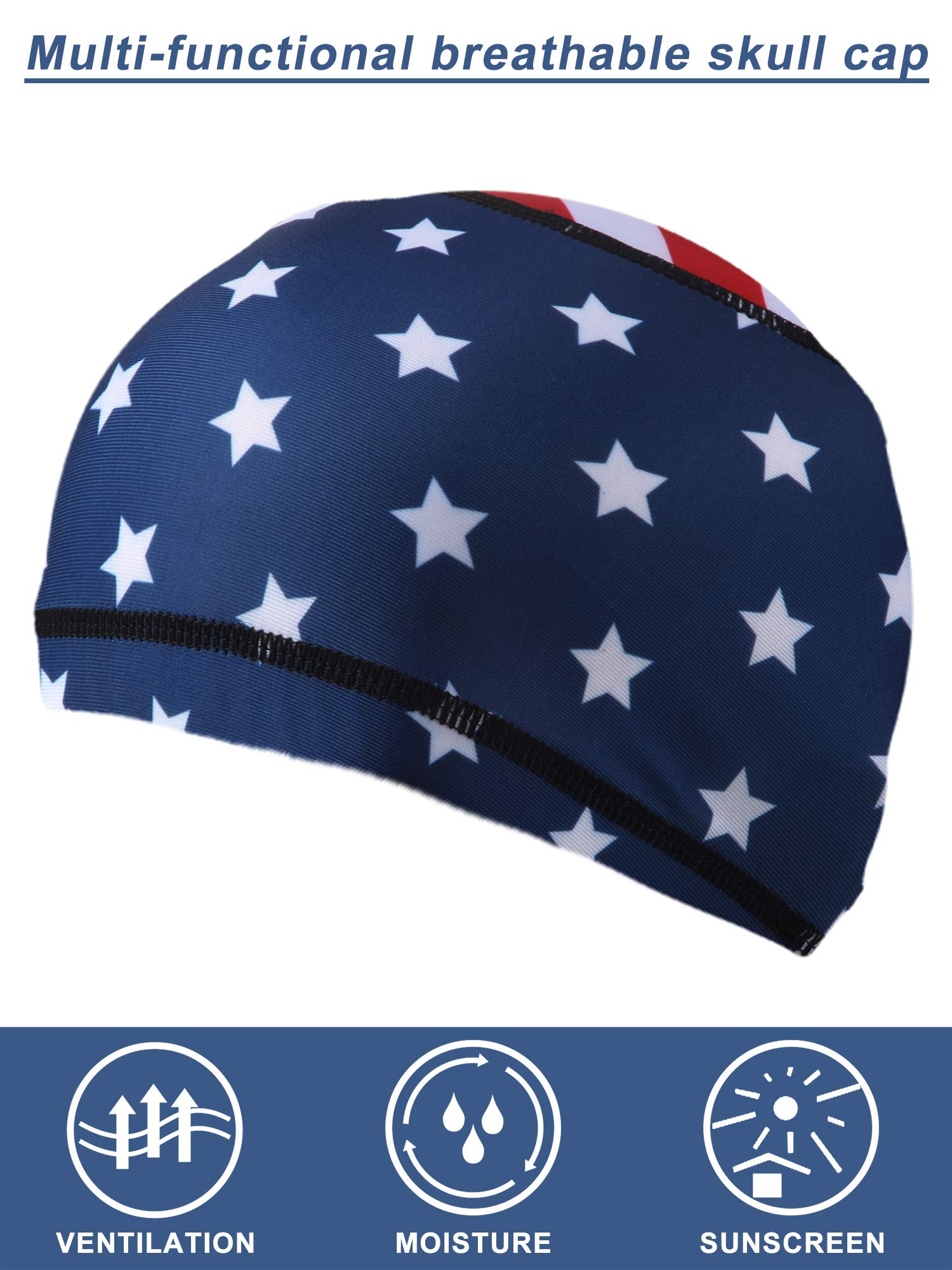 Geyoga 4 Pieces Cooling Skull Cap Sweat Wicking Helmet Liner Running Beanie Cycling Cap Liner for Men Women (Retro Style)