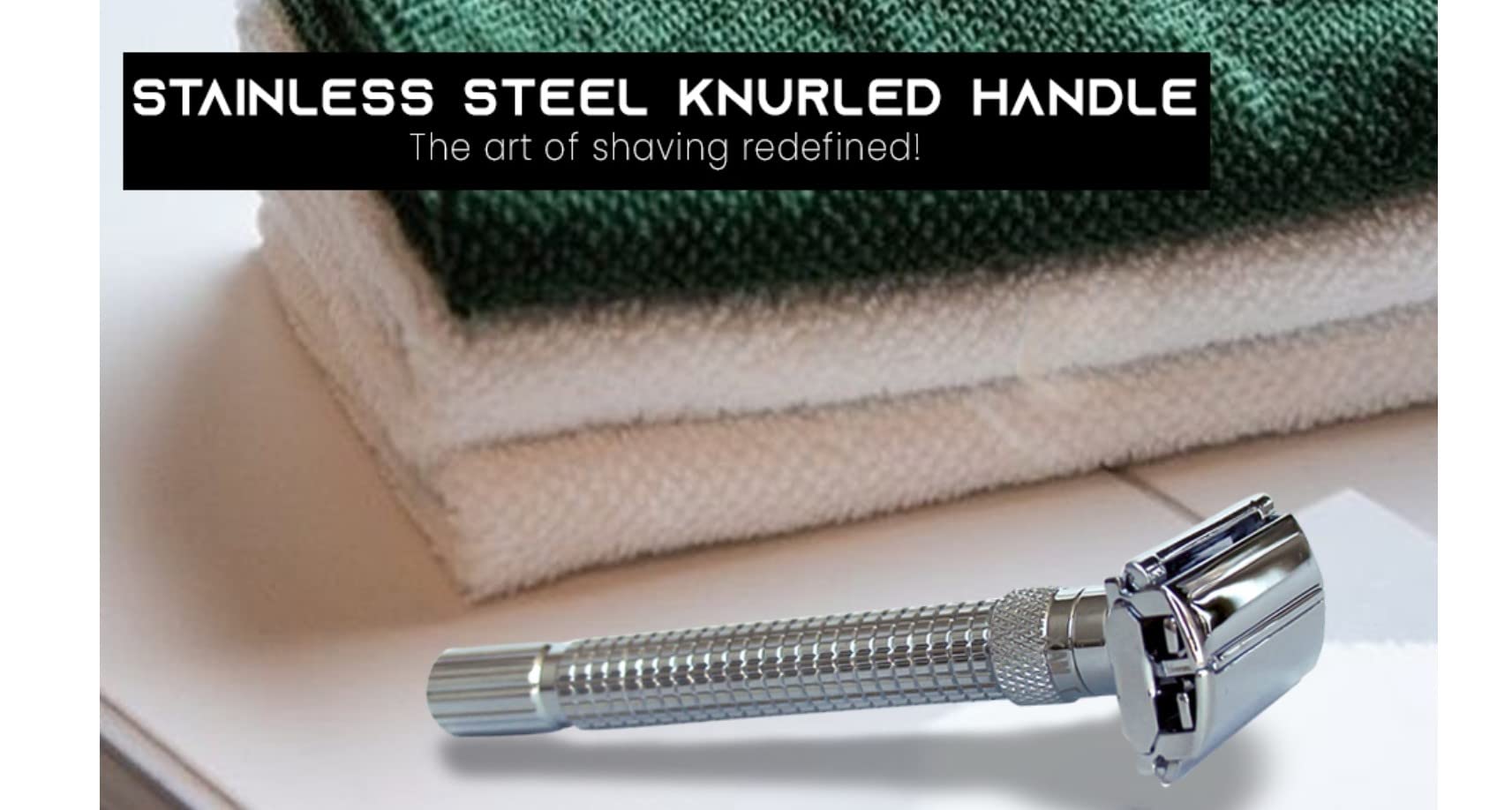 G.B.S Adjustable DE Butterfly Razor Stainless Steel Knurled Handle