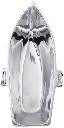 Godinger Wood Lined Boat Bowl with Salad Server, Silver