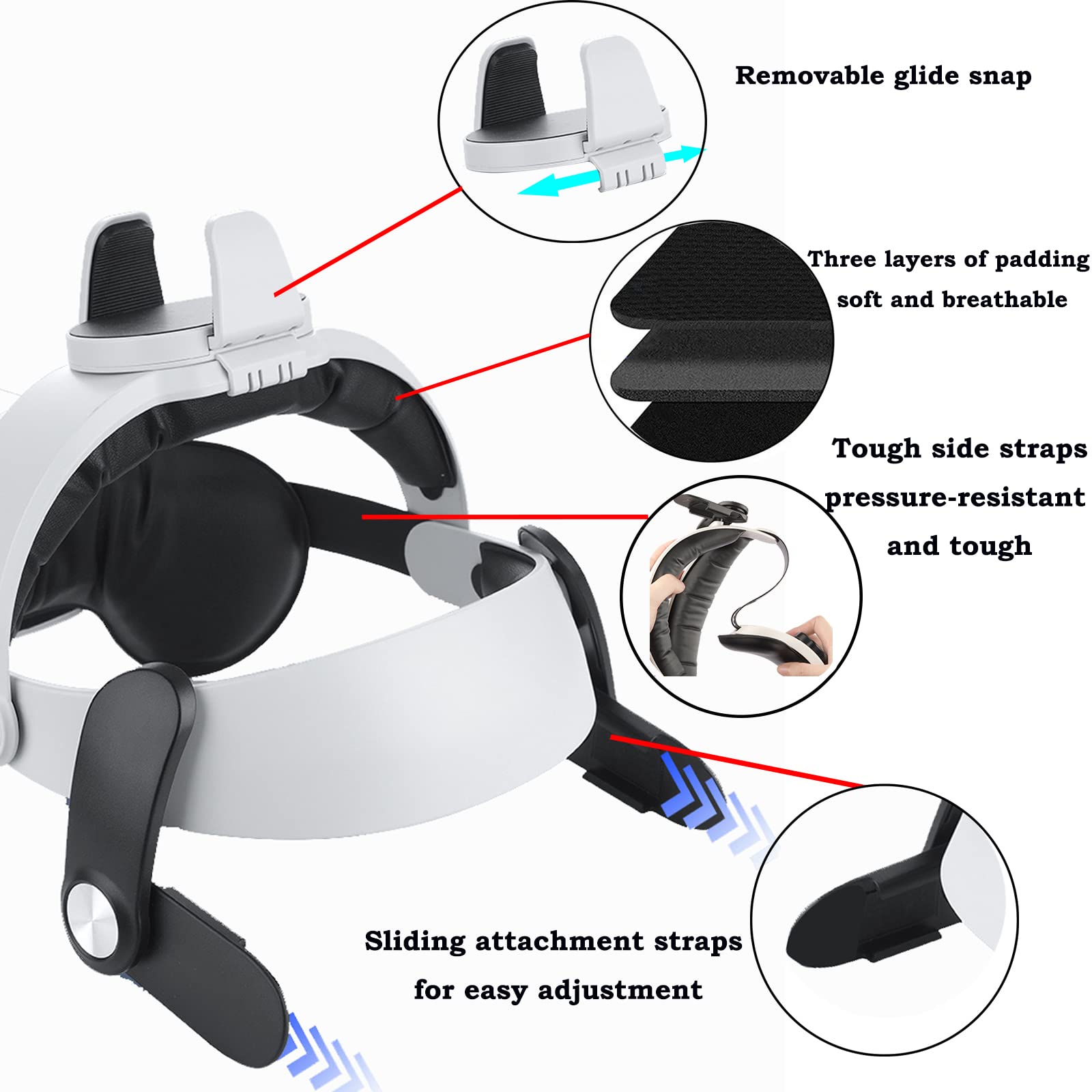 Head Strap Oculus Quest 2 Elite Strap with External Battery Pack Holder for Enhanced Playtime VR Head Strap Replacement Oculus Quest 2 Comfort Strap with Disposable VR Mask Set