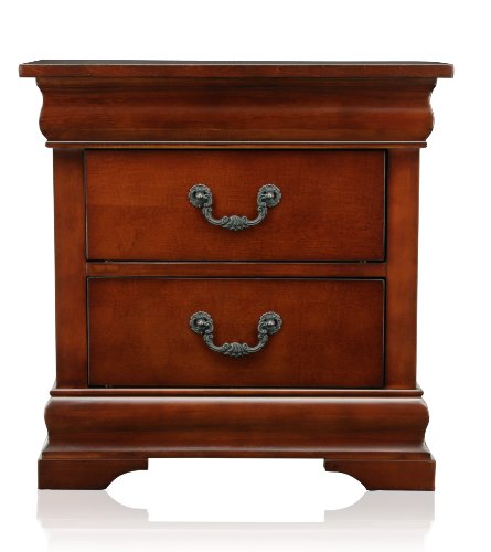 Furniture of America Ashburia Nightstand, Warm Cherry