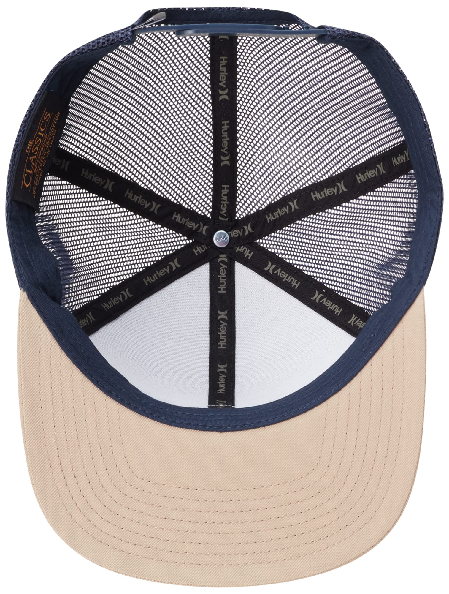 Hurley Men's Hat - Stacked Flat Brim Trucker Cap, Size One Size, Navy