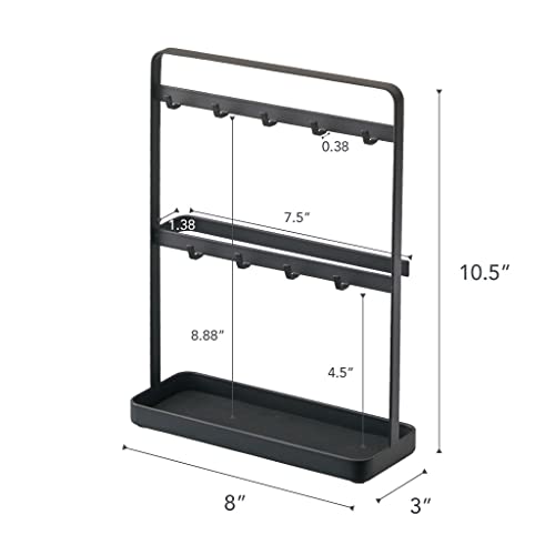 Yamazaki Home Key Rack - Modern Hook Organizer Stand Steel One Size Black