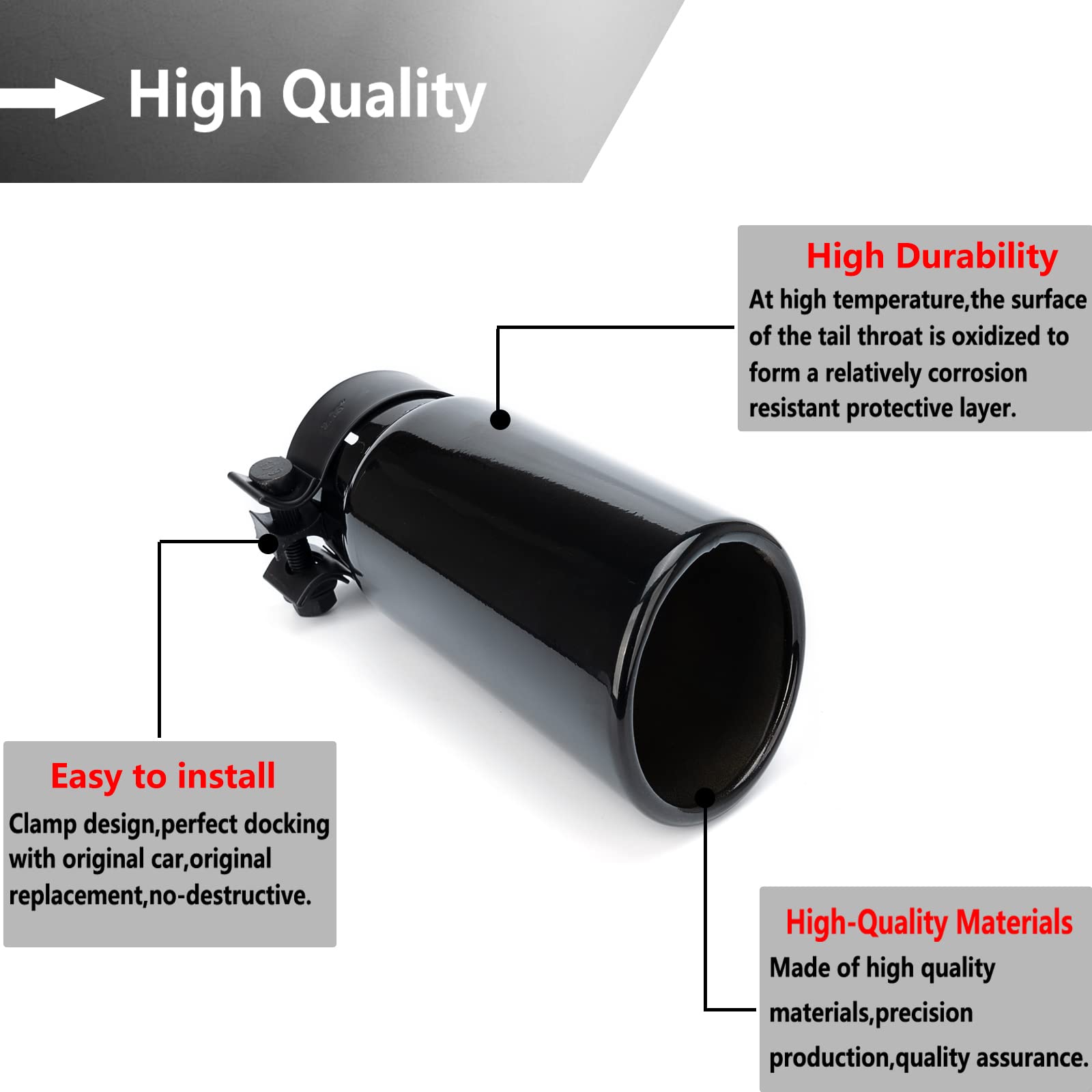 GEATaaT Black Chrome Exhaust Tip Compatible With 2005-2022 Toyota Tacoma Replace# PT932-35180-02