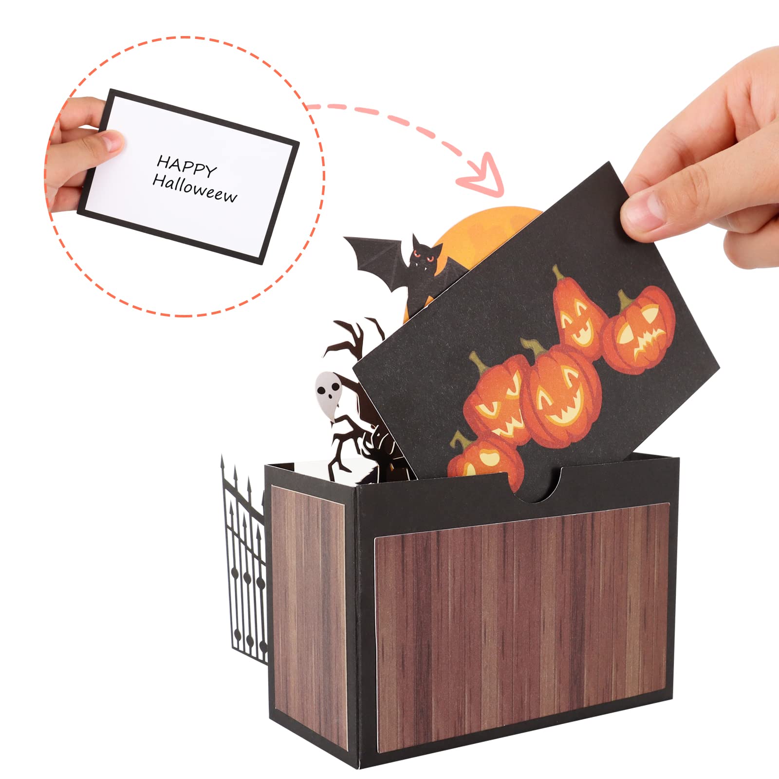 Giiffu Halloween Card with 3D Pop-up Design, Black and Blue, 7 x 6.3 in