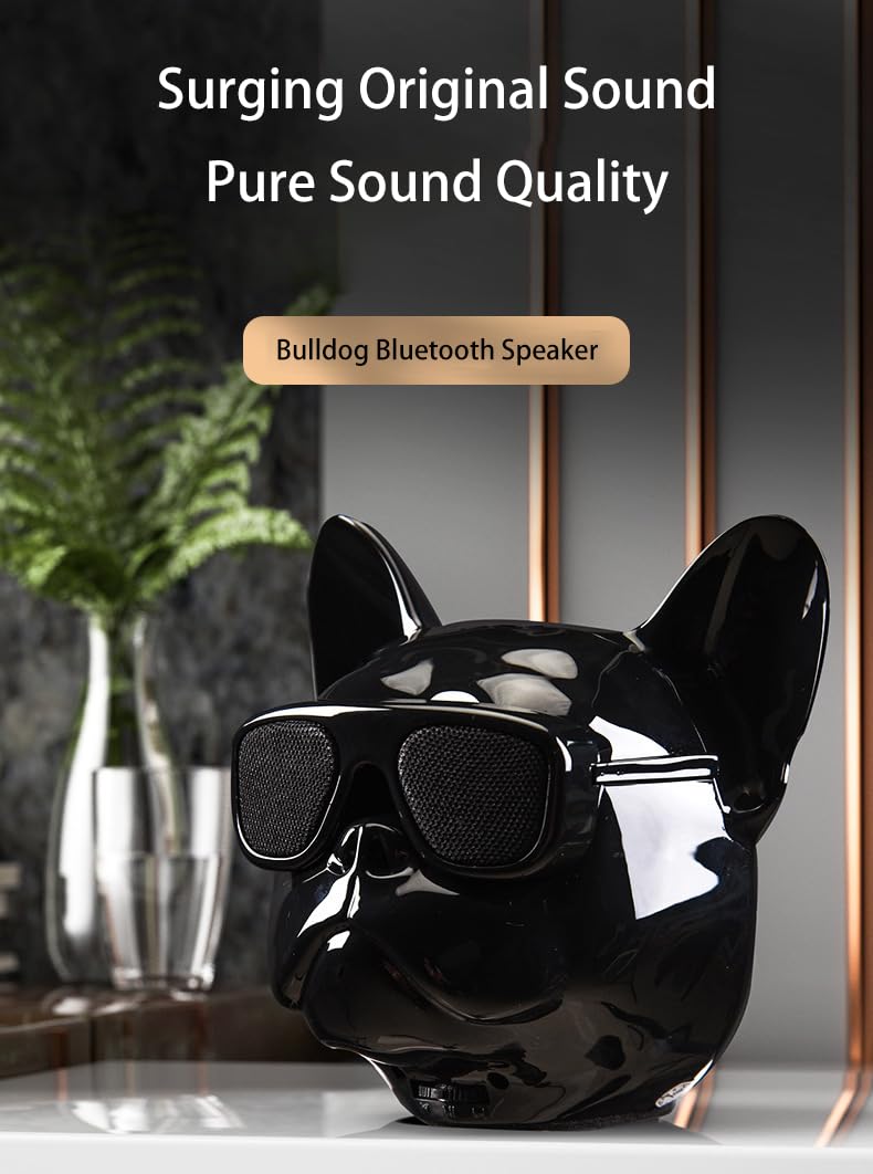 fynch Wireless Bulldog Speaker - Bluetooth Dog Head Speaker - Portable Bluetooth Stereo Speaker - Stereo Subwoofer, Cool Styling - for Personalized People, Home Parties.