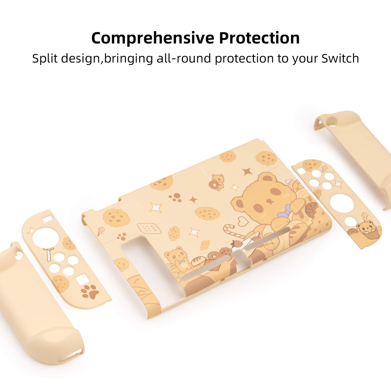 GeekShare Protective Case Slim Cover Case Compatible with Nintendo Switch and Joy-Con - Shock-Absorption and Anti-Scratch - Mousse Bear