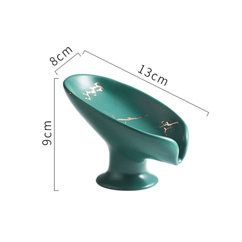 HALOU Leaf Shape Soap Dish, Storage Plate Tray Easy Cleaning Soap Holders Bathroom Supplies Shower Countertop Bathtubs (Color : Gray, Size : 9 * 13cm)