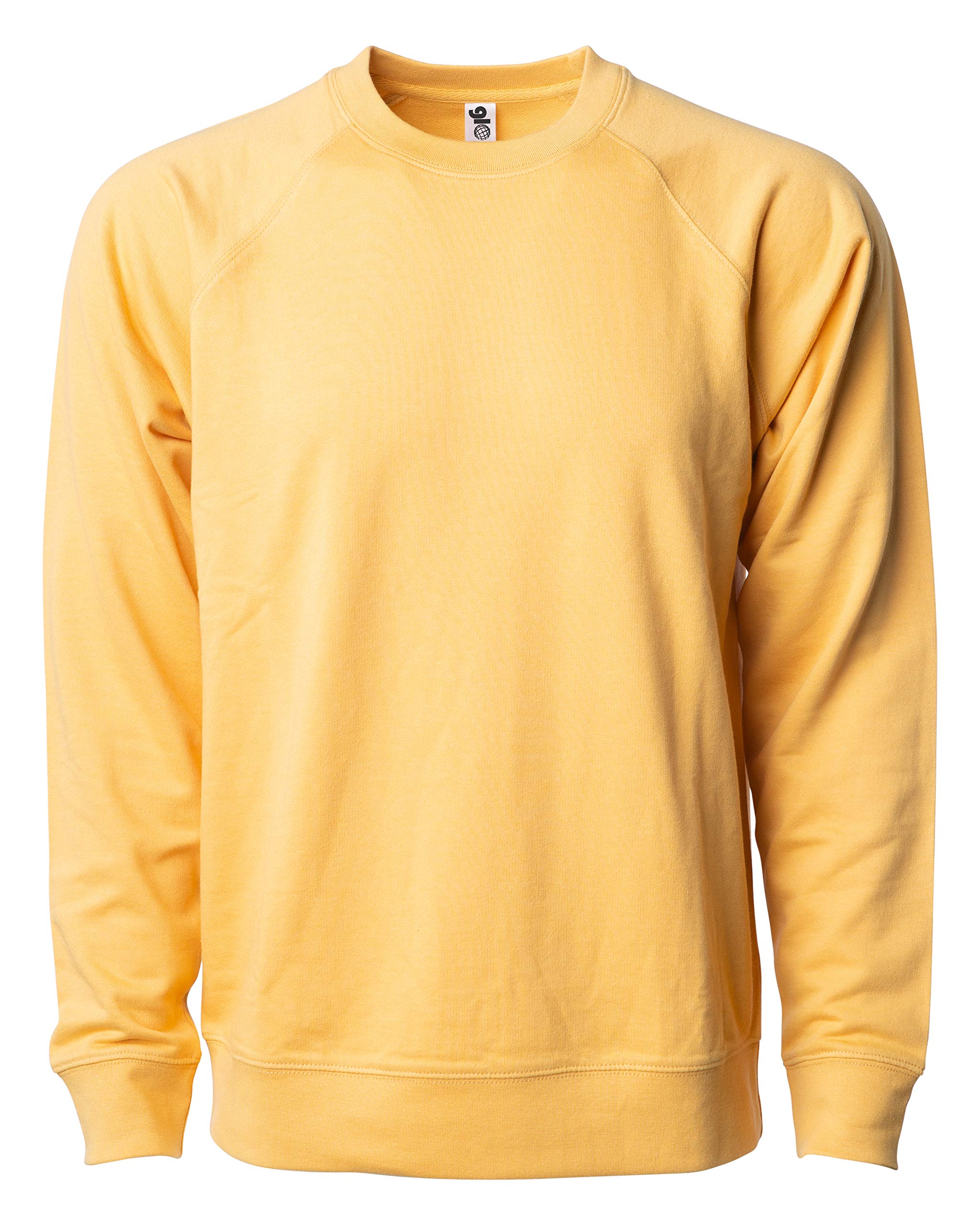 Global Blank Crewneck Sweatshirt for Women, Lightweight French Terry Sweatshirts, Yellow Gold, Large