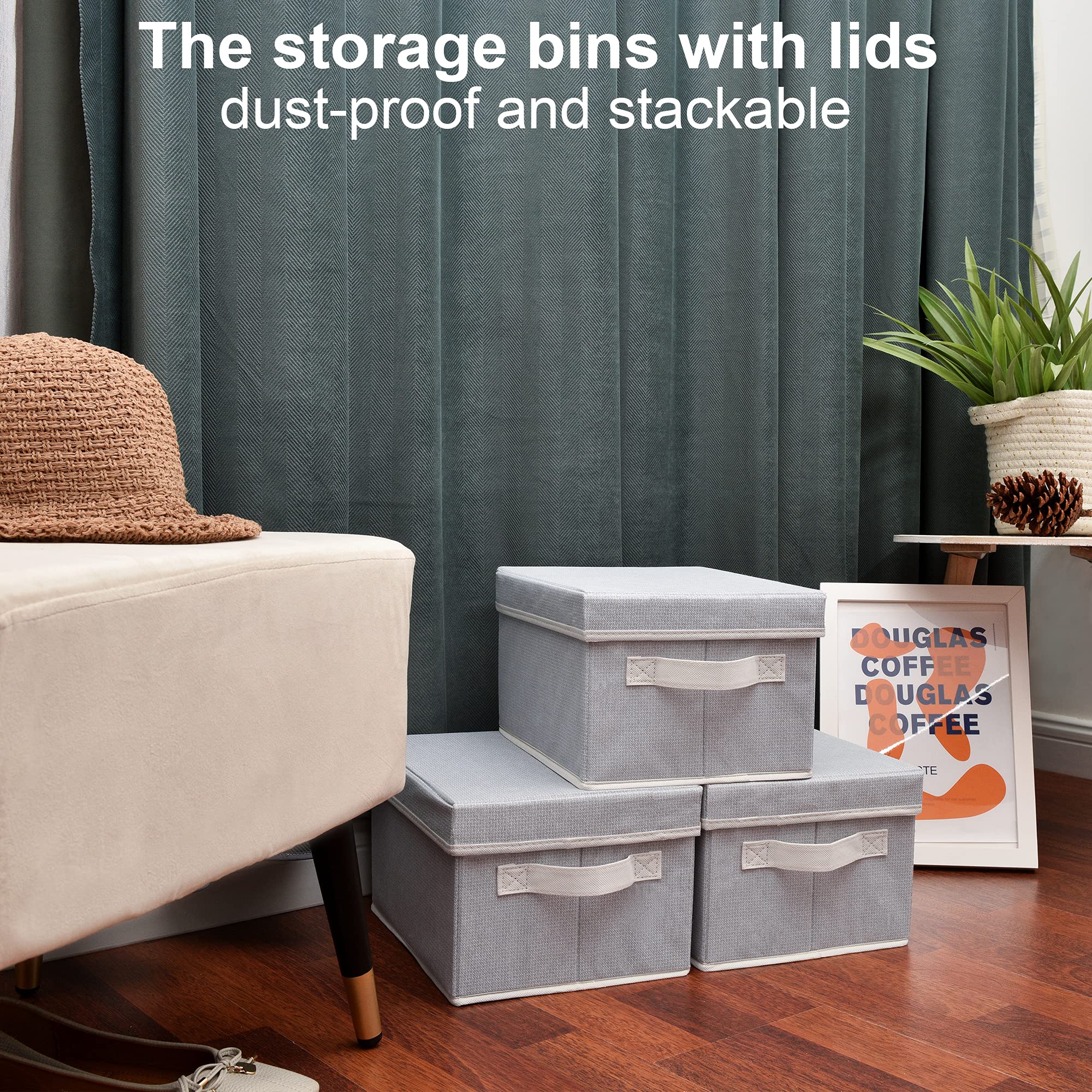 GRANNY SAYS Bundle of 3-Pack Storage Bins with Handles & 1-Pack Hanging Storage Shelves