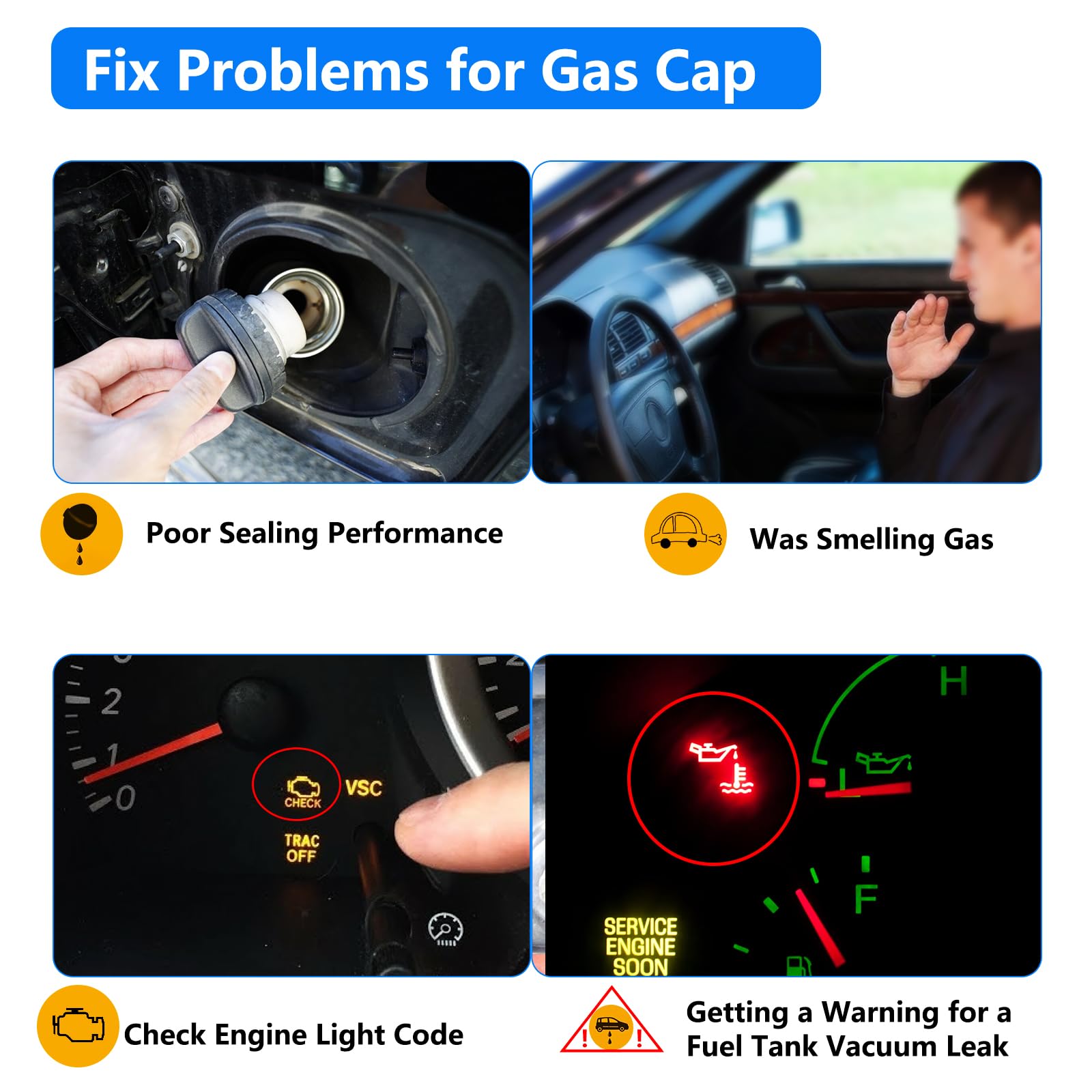Gas Cap Fit For Porsche 911/Boxster/986/987/996/997/Cayman fuel Cap, 1997-2012 Porsche Boxster, 1998-2013 Porsche 911, 2006-2012 Porsche Cayman Fuel Cap Replace 99620124103 Porsche Gas Cap Tether