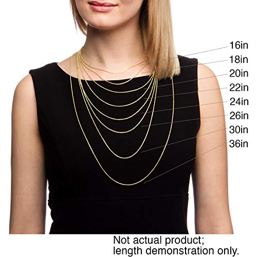 Giorgio Bergamo 925 Italian Sterling Silver 4mm Ball Bead Moon Cut Chain, Rhodium Dog Tag Solid Necklace, (24)