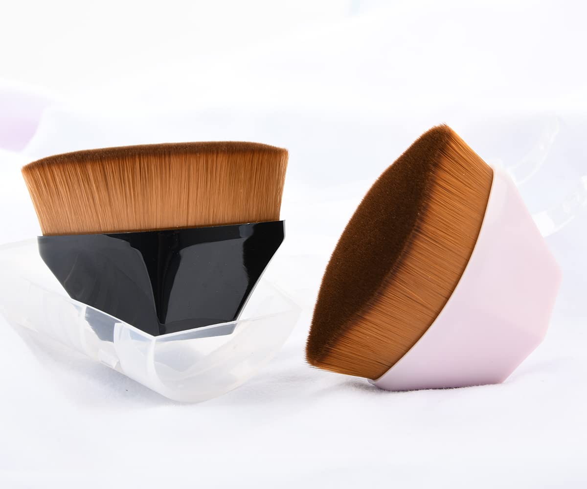 GODR7OY Foundation Makeup Brush, Petal-Shaped Flat Top Kabuki Brush for Blending Liquid, Cream or Flawless Powder Brush with Storage Box Design(Pink)