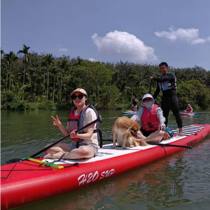 H2OSUP Extra Long Extra Large Multi-people Inflatable Paddle Board, 22' × 34" ×7.8" Stand Up Board SUP Board with Kayak Seat, Durable SUP Accessories for Youth & Adults Have Fun with Family Friends