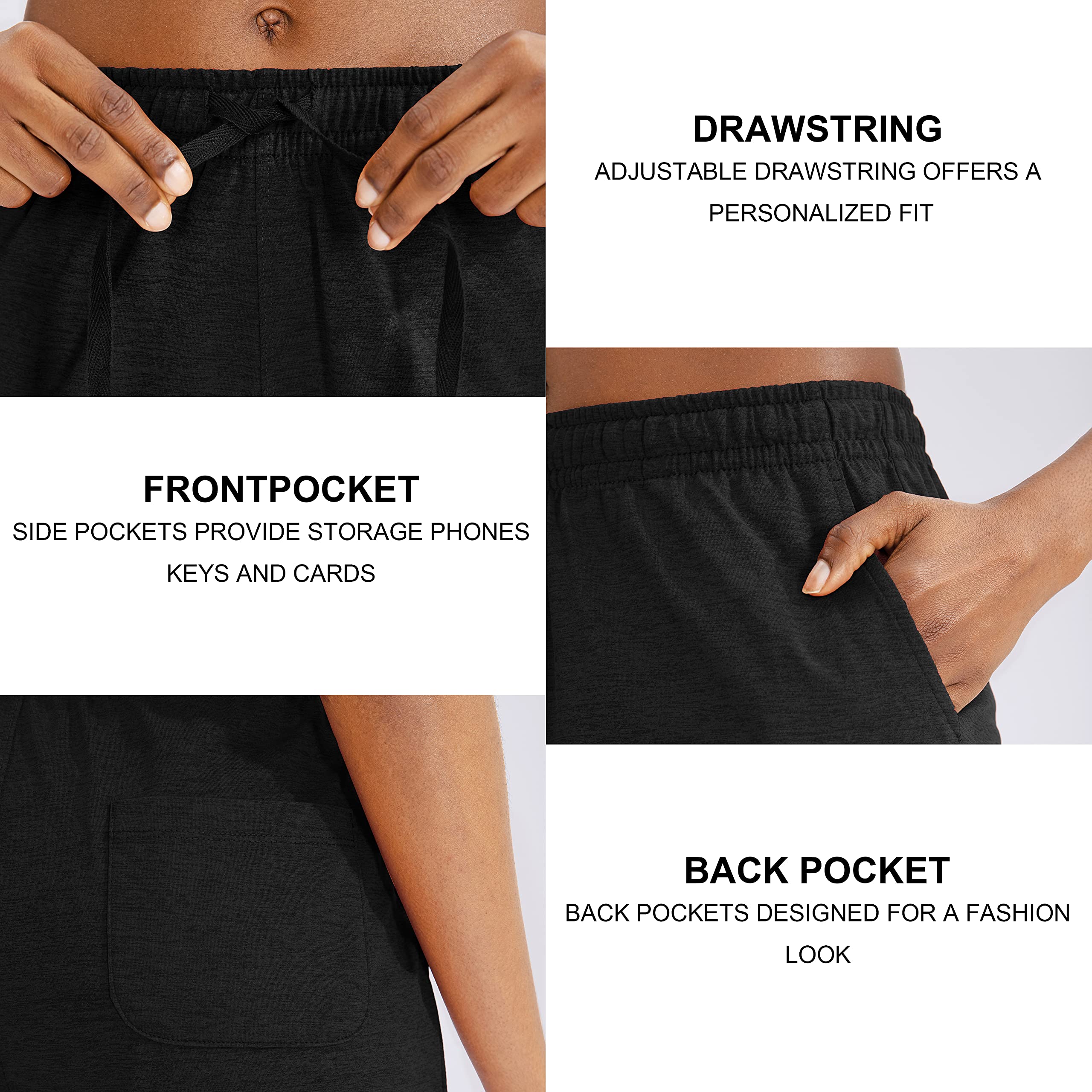 G Gradual Women's Bermuda Shorts Jersey Shorts with Deep Pockets 7" Long Shorts for Women Lounge Walking Athletic (Black, XX-Large)