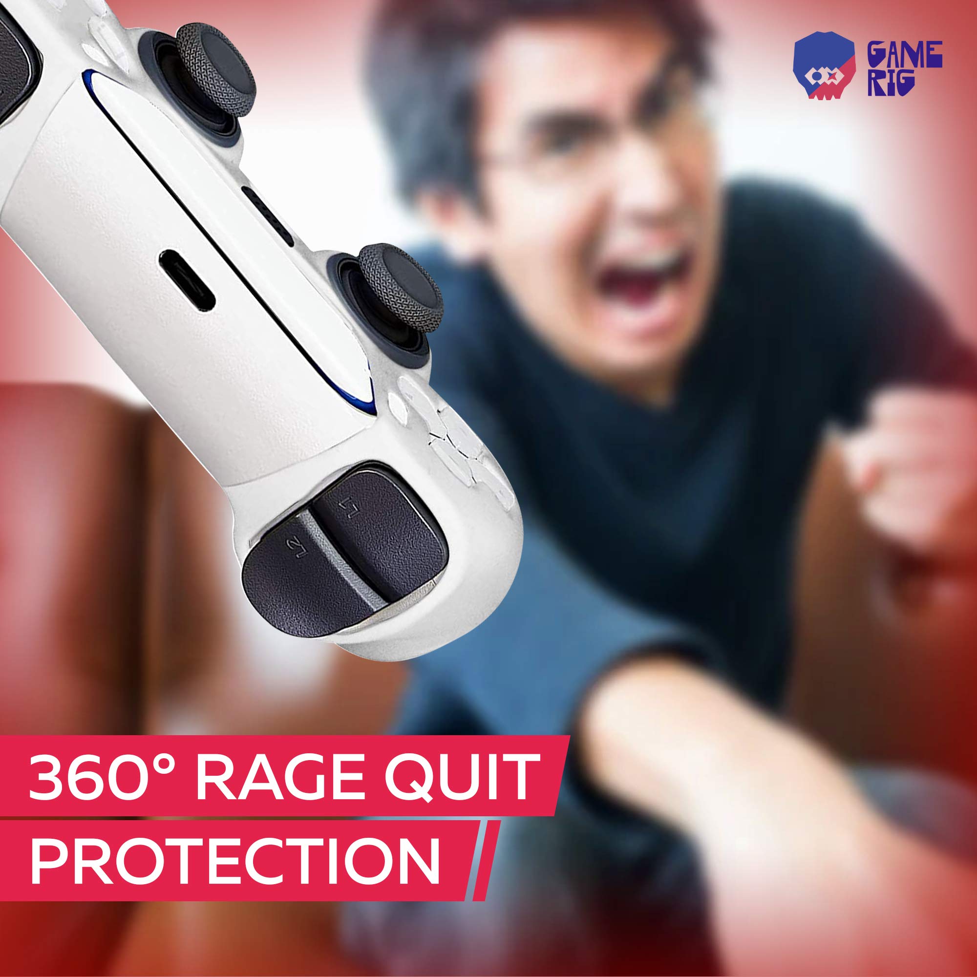 Game Rig PS5 Controller Cover - Dualsense Silicon Skin - Anti-Slip 100% Compatible Case - 360 Degree Gamepad Protector White