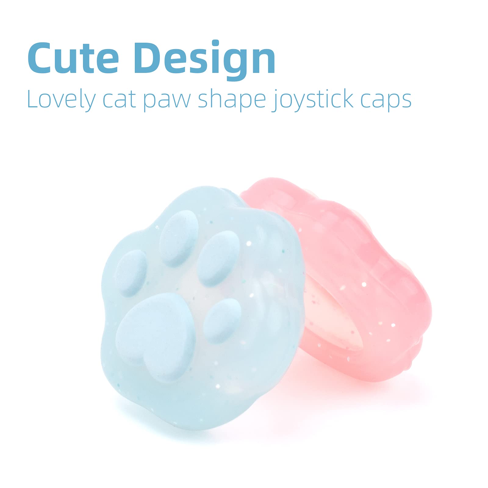 GeekShare Soft Silicone Cat Paw Thumb Grip Caps, Compatible with Nintendo Switch/OLED/Switch Lite - 4PCS (Glitter)