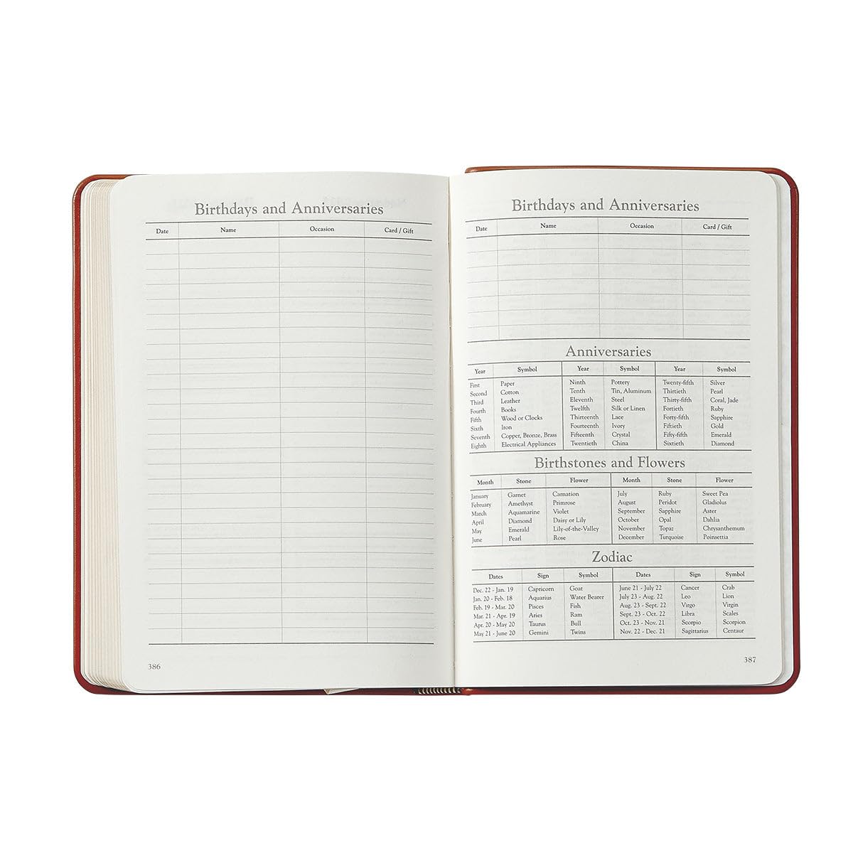 Graphic Image 2024 Daily Journal, Day-at-a-view appointment and Calendar pages, Genuine Leather (5½" W x 8" H - Made in the USA)