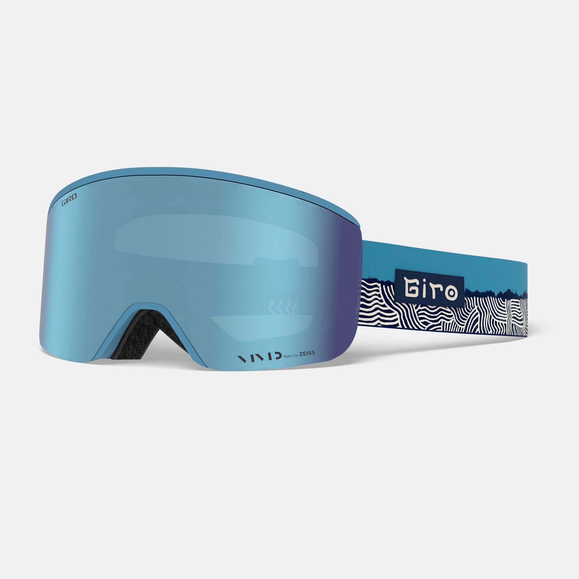 Giro Ella Ski Goggles - Snowboard Goggles for Women- Powder Blue Ridge Line Strap with Vivid Royal/Vivid Infrared Lenses