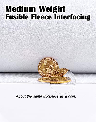 Fusible Fleece Interfacing, One-Sided Loft Fusible Fleece for Sewing, Quilting, Crafts, Clothing, Bags (12 Inches x 10 Yard) Medium Weight, Easy Iron-On Application, Enhanced Projects