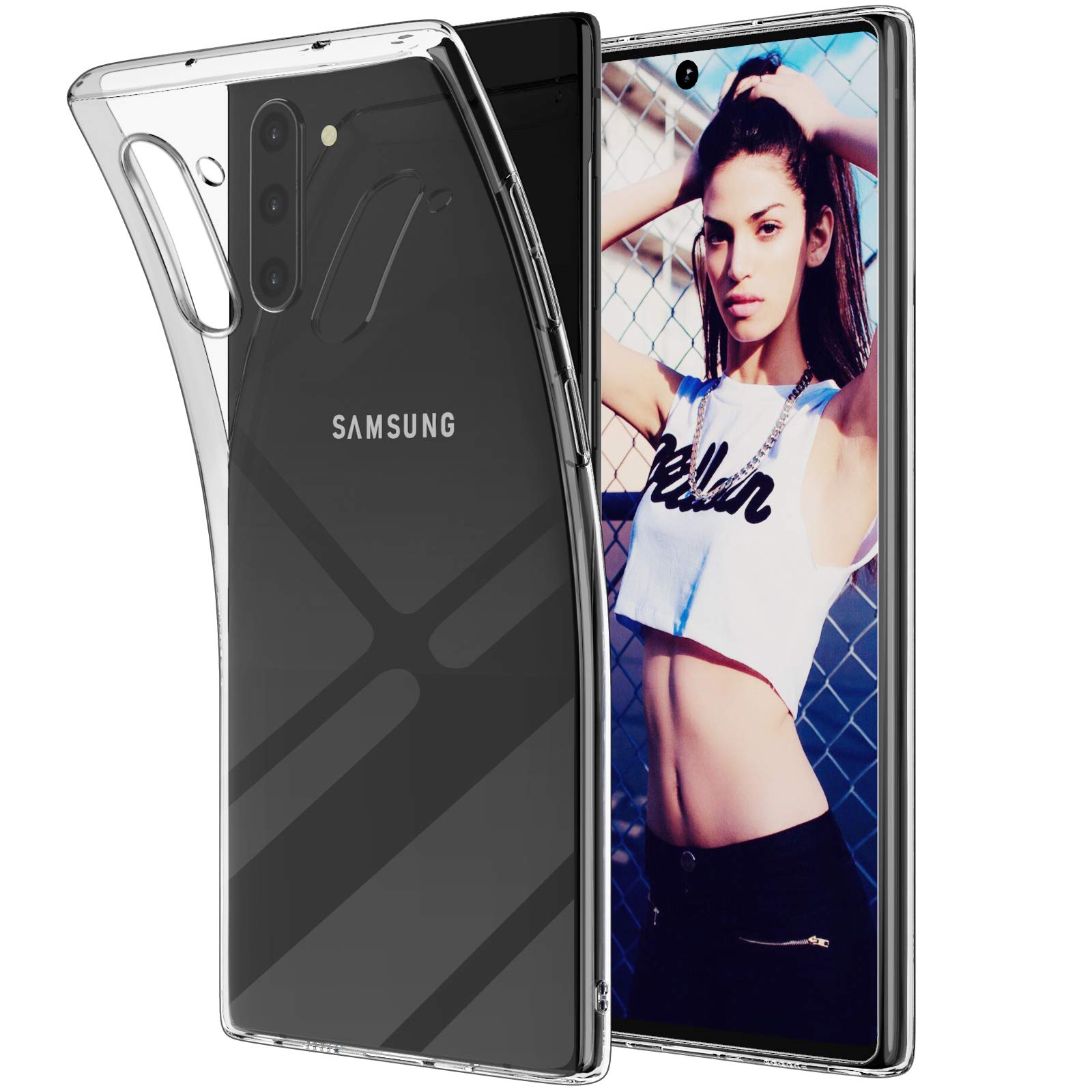 for Galaxy Note 10 Clear Case,Slim Thin Soft Skin Silicone Flexible TPU Rubber Gel Lightweight Shockproof Anti-Scratch Protective Cases Cover for Samsung Galaxy Note 10,Crystal Clear