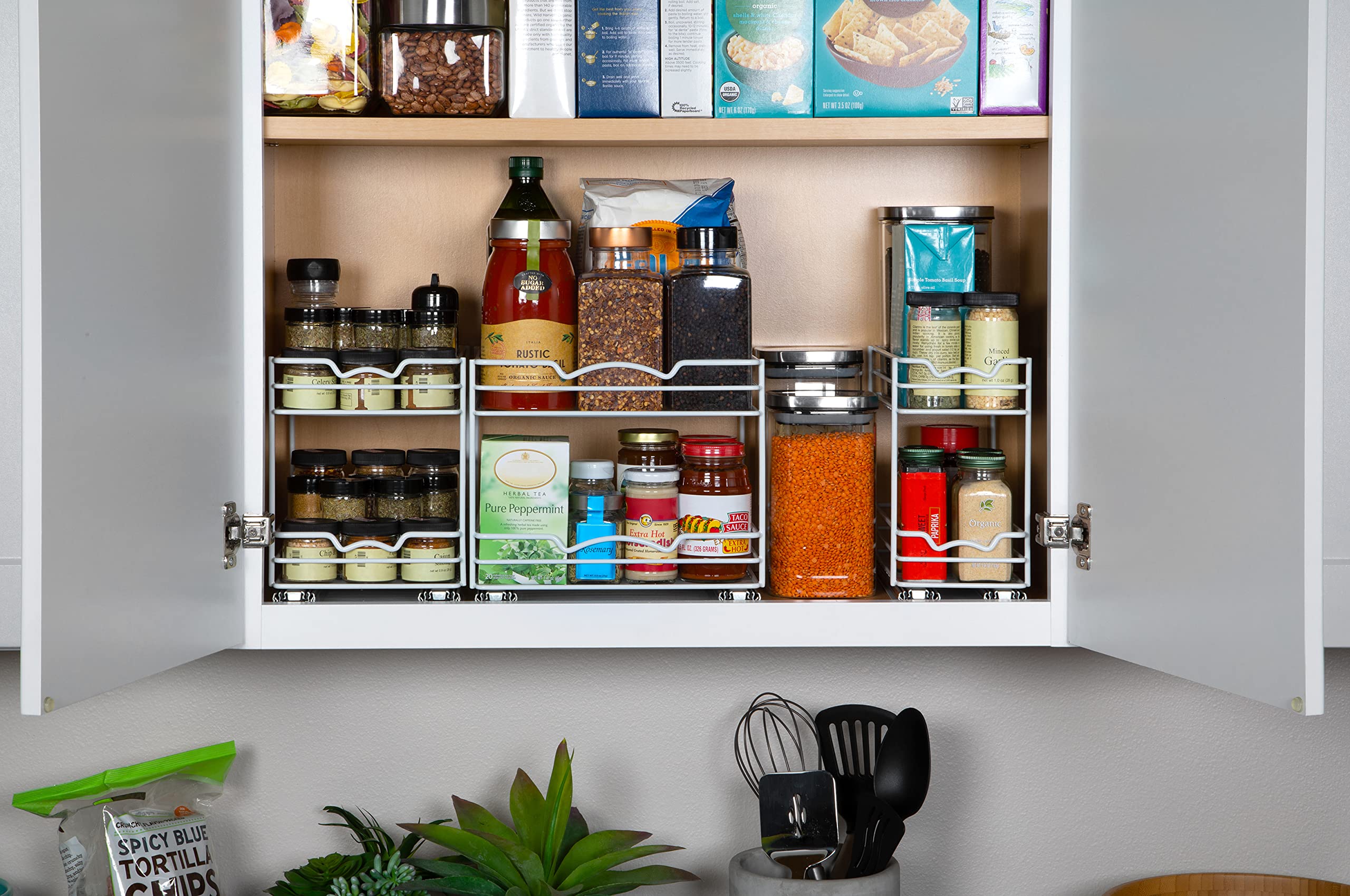 HOLDN’ STORAGE Pull Out Spice Rack Organizer for Cabinet, Heavy Duty-5 Year Limited Warranty- Slide Out Spice Rack 4.5" W -Fits Spices, Sauces, Cans etc. Requires at least 4.9” Cabinet Opening