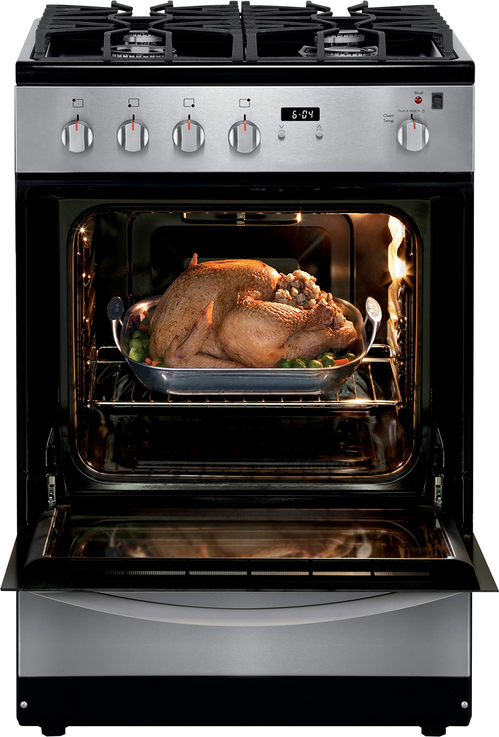 Frigidaire 24 in. 1.9 Cu. Ft. Gas Range in Stainless Steel with Continuous Cast Iron Grates, ADA Compliant