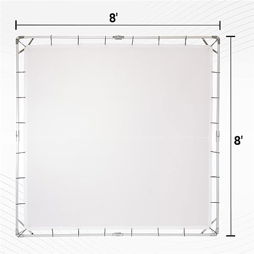 Glow 8x8' Butterfly Light Modifier Scrim Kit w/Lightweight Collapsible Aluminum Frame, Three Diffuser Screen Fabric and Carry Case, Perfect for Still/Video and Portrait Light Diffuser Photography