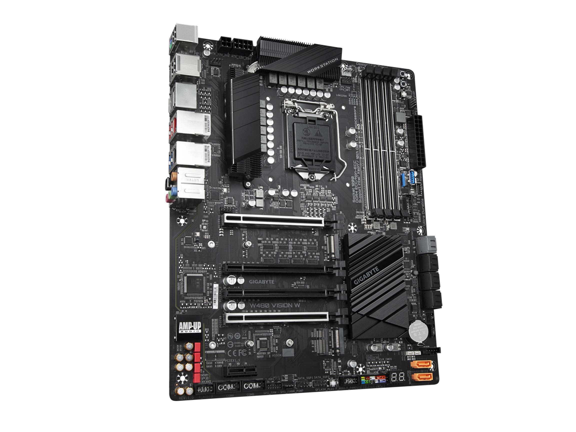 Gigabyte W480 Vision W (LGA 1200/Intel W480/ATX/Dual M.2/SATA 6Gb/s/USB 3.2 Gen 2/Dual Intel LAN/Multi-GPU Support/ECC Memory Support/Motherboard)