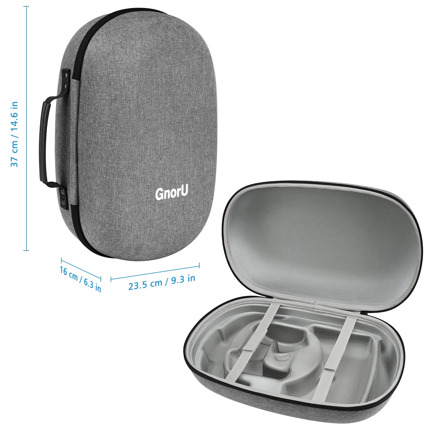 GnorU Hard Carrying Case Compatible with Oculus Quest 2, Travel and Home Storage Design for Meta Quest 2 Official & 3rd Party Elite Strap, Halo Strap and Accessories