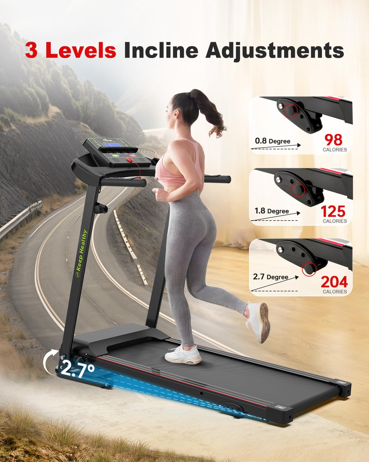 FYC Folding Treadmill for Home Portable Electric Motorized Treadmill Running Exercise Machine Compact Treadmill for Home Gym Fitness Workout Jogging Walking (JK0805E-1)