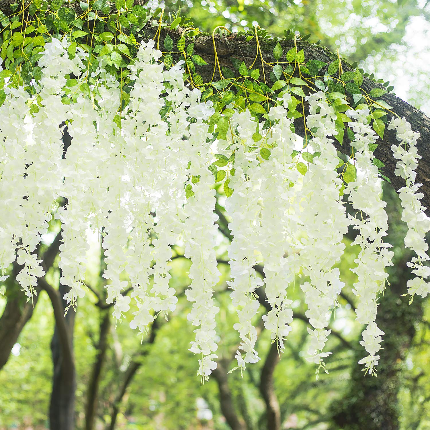 GPARK 24Pack/Each 82" Artificial Ivy Garland Fake Leaf Plants Vine with 12Pack 45" Artificial Wisteria for Wedding Party Home Garden Kitchen Office Outdoor Greenery Wall Décor