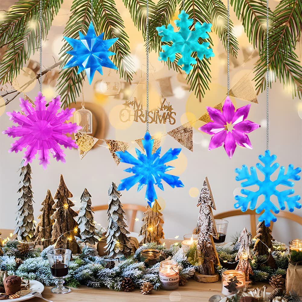 Fuerlun Large Snowflake Silicone Molds for Epoxy Resin, 3D Christmas Ornament Resin Molds for Christmas Tree & Car Decoration, Keychain, Xmas Gift (6 Varying Sizes)