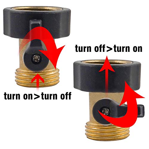 Hourleey Garden Hose Shut Off Valve, 2 Pack Heavy Duty 3/4 Inch Solid Garden Hose Shut Off Valve with 10 Extra Rubber Washers (Black)