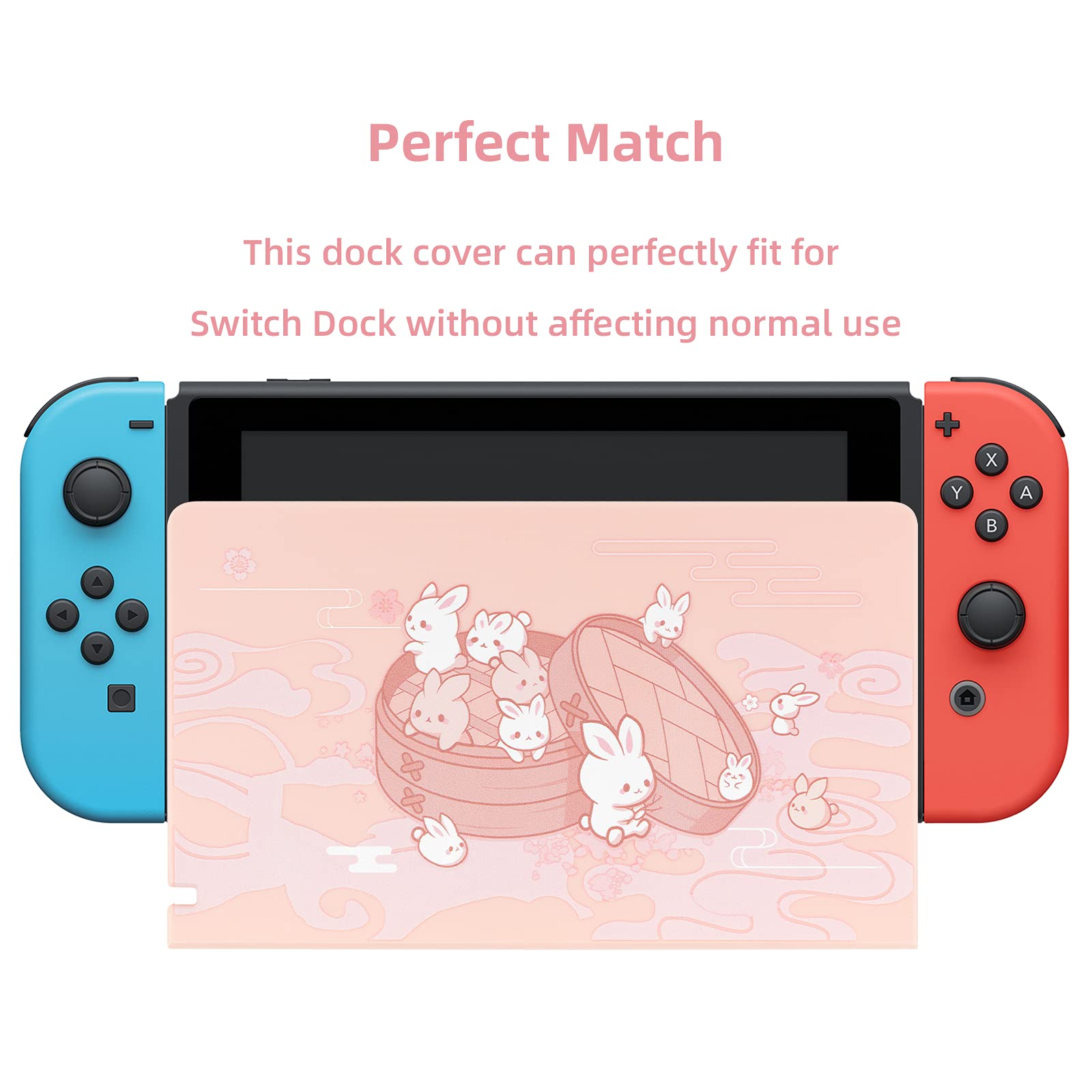 GeekShare Anti Scratch Switch Dock Cover- Hard Faceplate Sleeve Pad for Switch Dock- DIY Replacement Shell Compatible with Nintendo Switch Dock(Steamed Bun Rabbit)