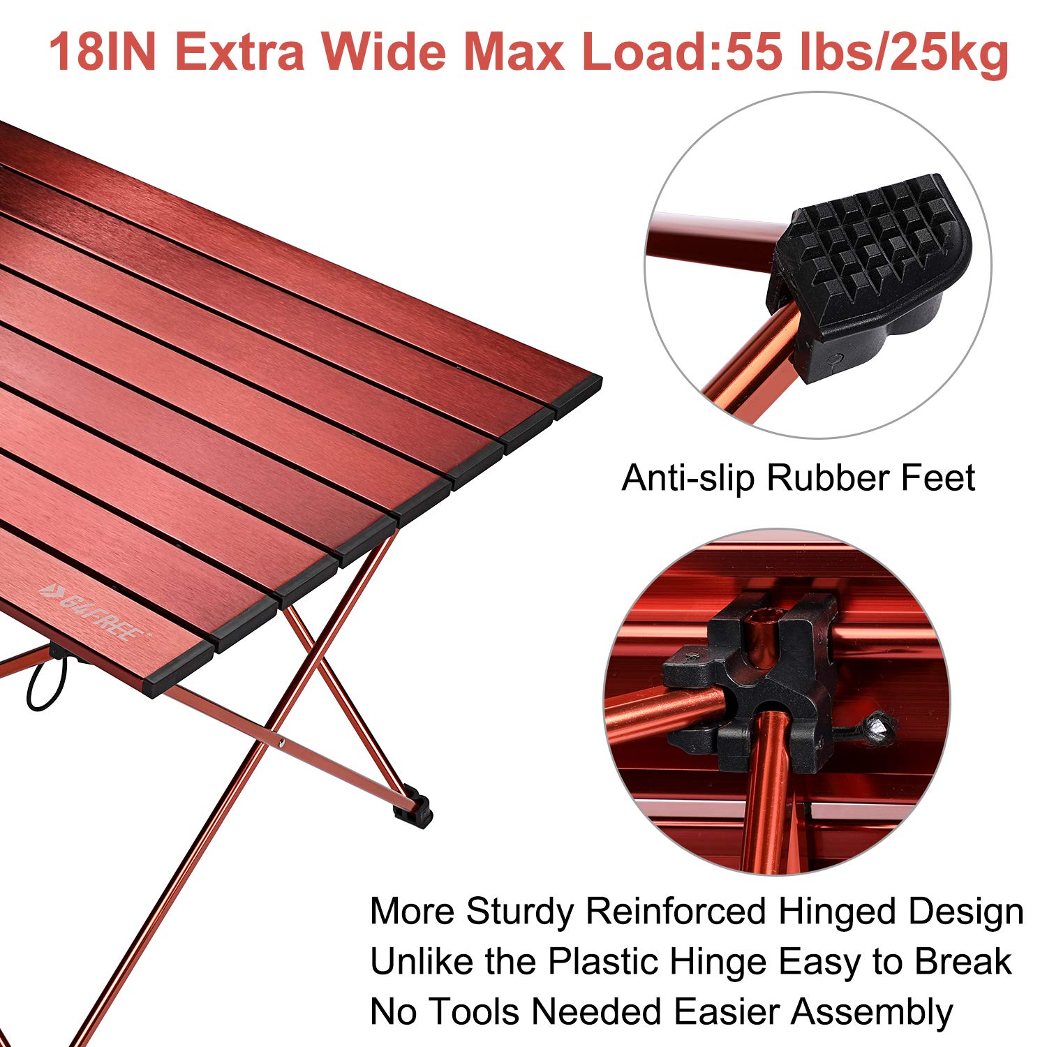 G4Free Portable Camping Table Aluminum Folding Table Compact Roll Up Tables with Carrying Bag for Outdoor Camping Hiking Picnic(Black Medium)