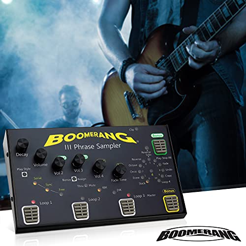 Guitar Looper Pedal BOOMERANG III OPEN BOX - Run 4 Separate Loops - Multi Effects Loop Pedal Station - Electric Guitar, Bass, Keyboard, DJ - Fits Small Guitar Pedal Board - Pro Loop Machine