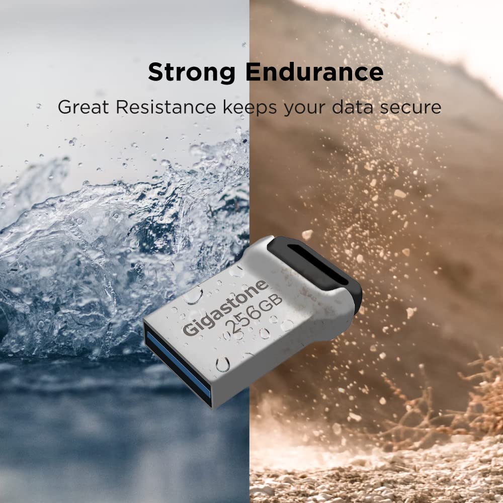 Gigastone Z90 256GB USB 3.2 Gen1 Flash Drive, Mini Fit Metal Waterproof Compact Pen Drive, Reliable Performance Thumb Drive, USB 2.0 / USB 3.0 / USB 3.1 Interface Compatible