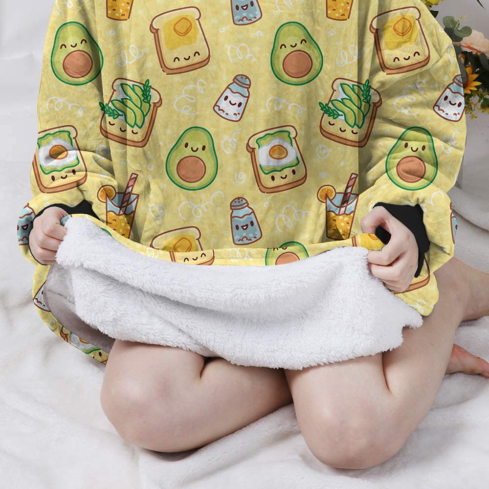 Hafisoe Oversized Wearable Blanket Hoodie,Fleece Sherpa Hooded Blanket Light Microfiber Flannel Sweatshirt Blanket with Pocket for Adult