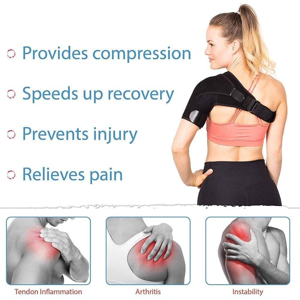 GJKJ Shoulder Brace Adjustable for Women and Men, Compression Support Sleeve Wrap for Rotator Cuff Injuries, Dislocated AC Joint, Sprain and Arthritis Pain Relief, Breathable Neoprene Shoulder Support