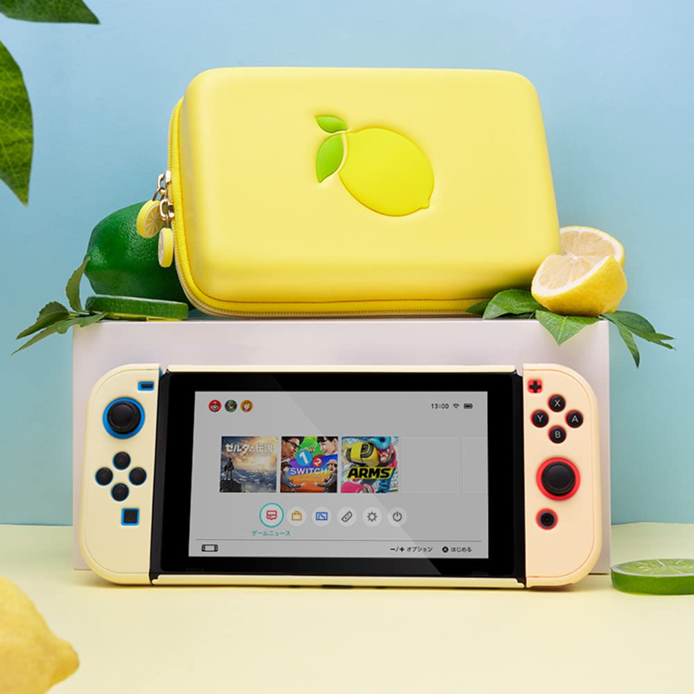 GeekShare Lemon Switch Travel Carrying Case Compatible with Nintendo Switch/Switch OLED Games Hard Shell Portable Storage Bag for Switch & Game Accessories(Yellow