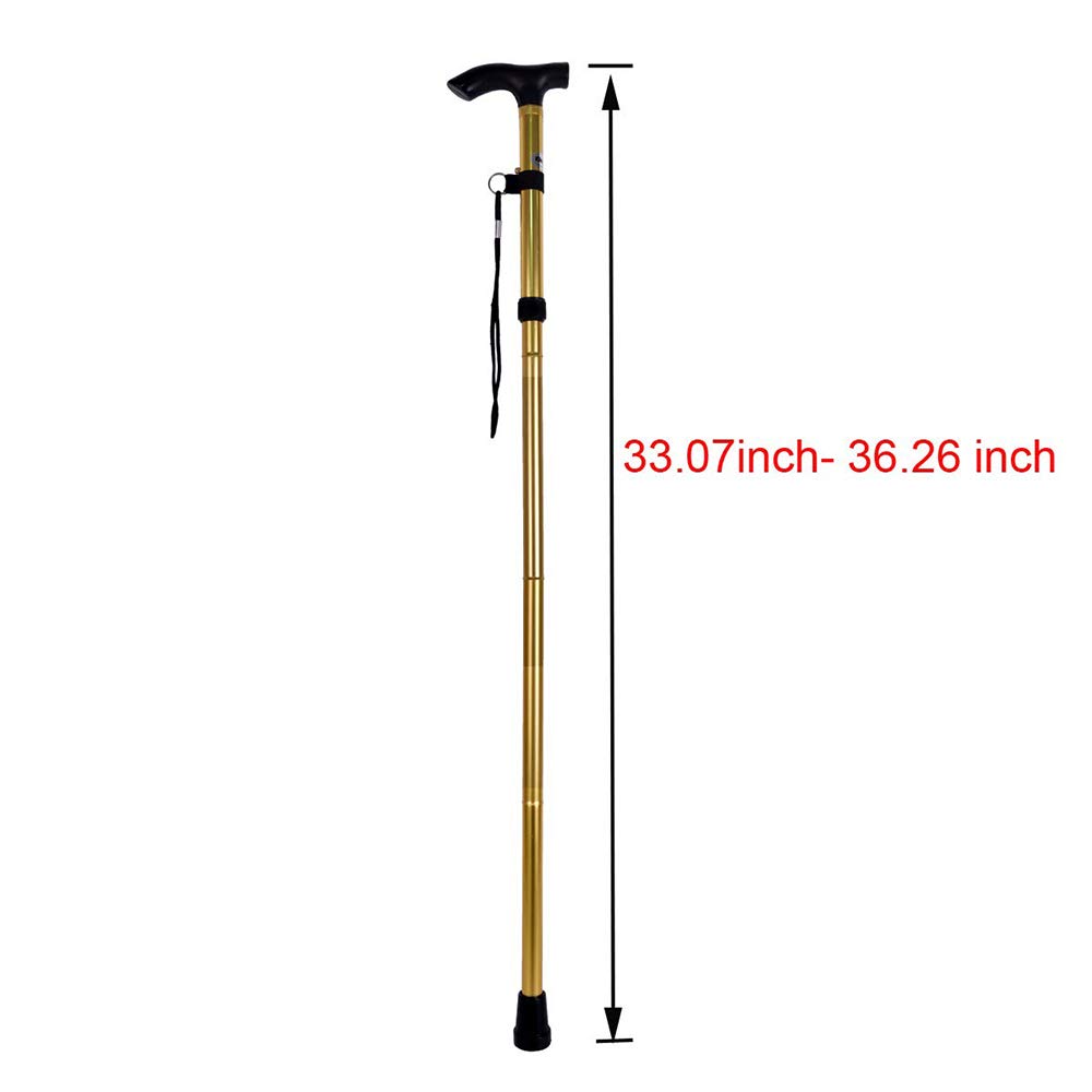 Fullgaden Upgraded Version Hiking/Trekking/Camping Stick&Pole Foldable, Portable, Adjustable Hand Walking Cane, Mountaineering Crutches Outdoor for Men, Women, Gold