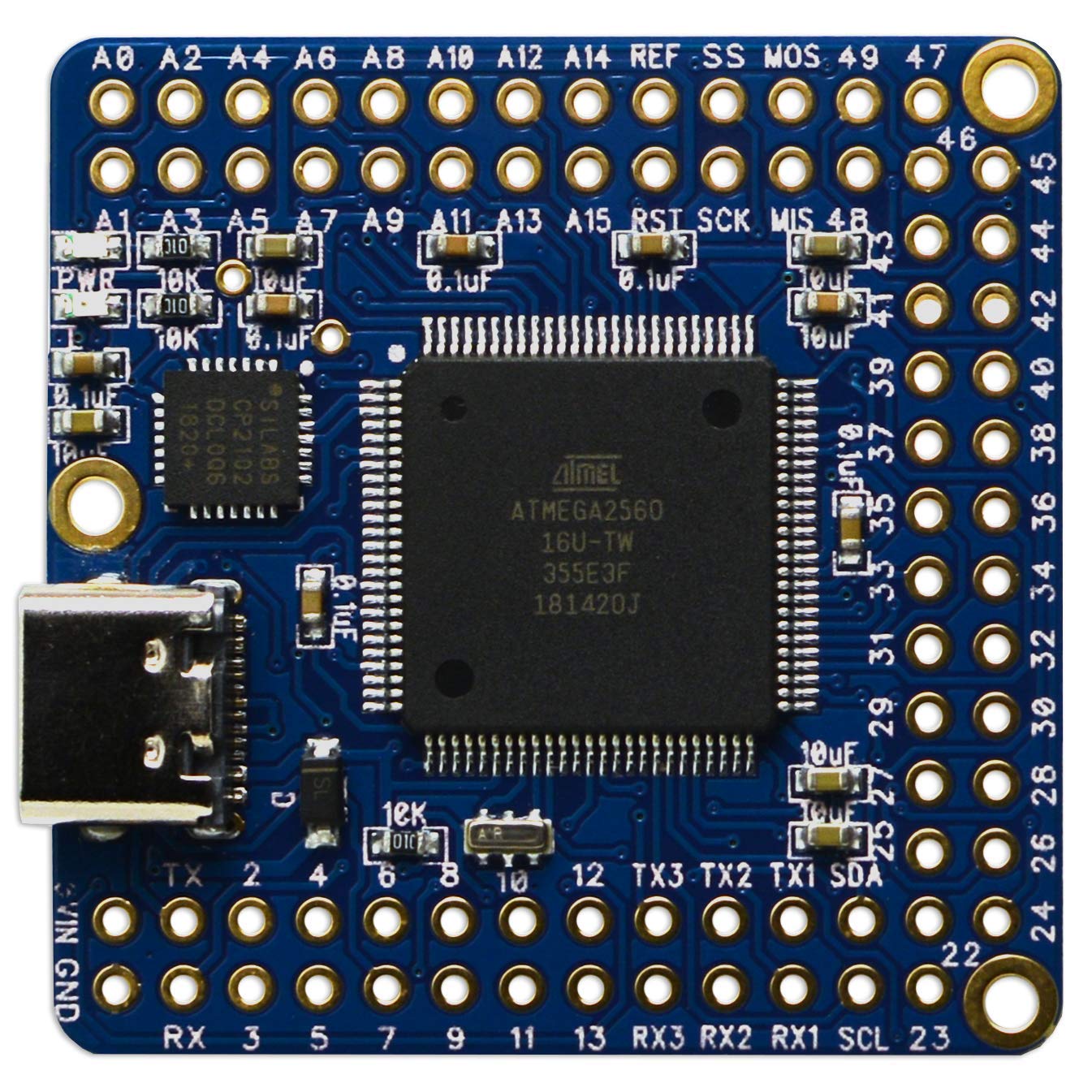 Fuzzy Noodle Naked Mega 4 Bare Minimum Microcontroller with USB-C, Compatible with Arduino IDE (Original)