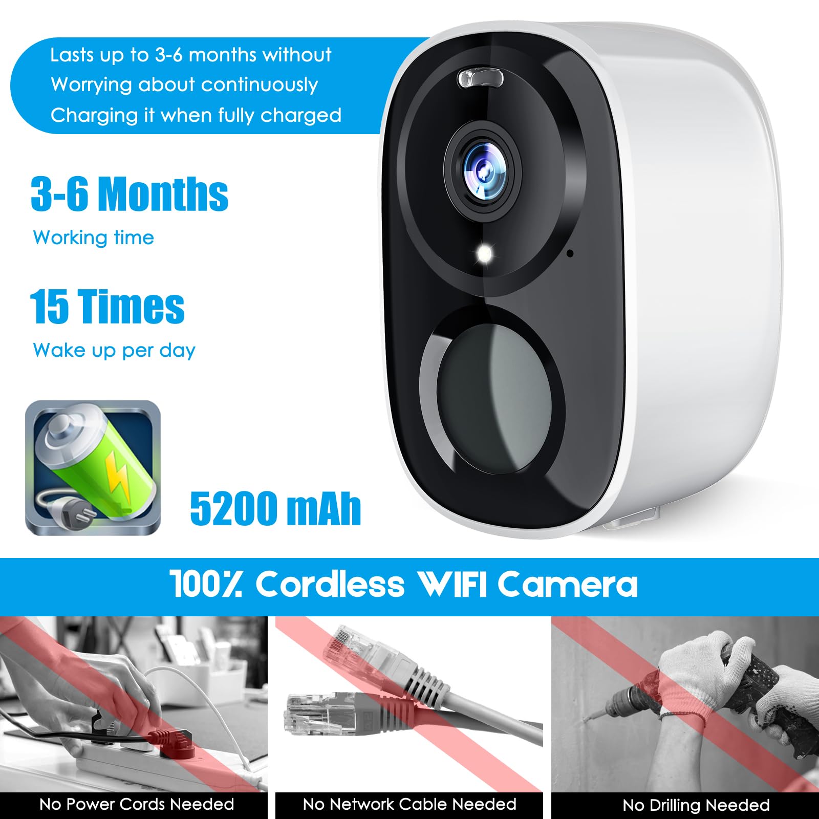 Hawkray Cam Wireless Outdoor Security Camera with Spotlight, 1296P Battery Powered WiFi Surveillance Cameras for Home System, Night Vision, Motion Detection, 2-Way-Talk, IP65 Weatherproof…, Grey