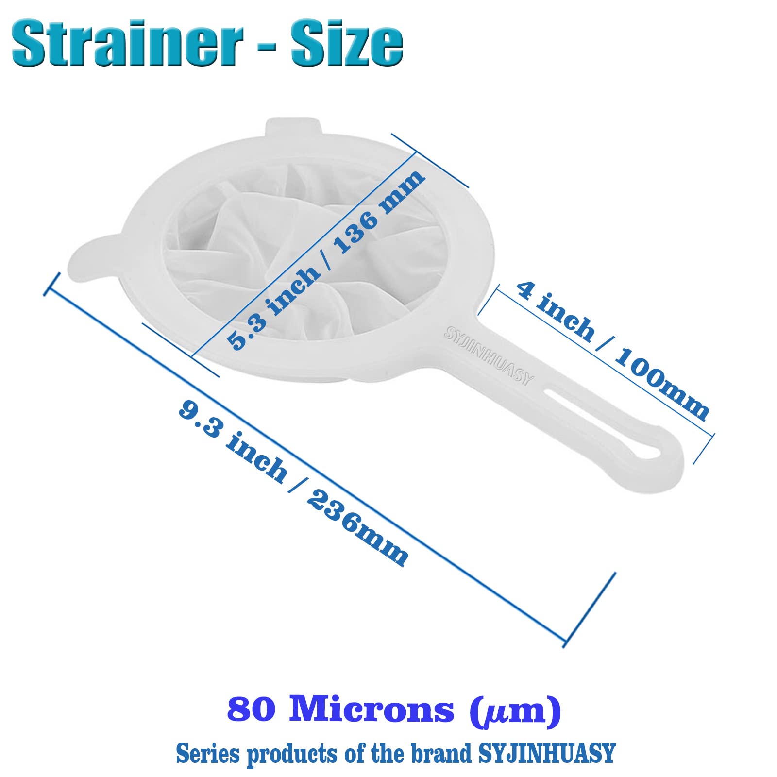 Kitchen Ultra-Fine Nylon Mesh Strainer Food Yogurt Mesh Sieve Plastic Mesh Colander with Handle Mini Brine Shrimp Separation Net for Filtering Juice Juice Milk Honey (80Mesh)