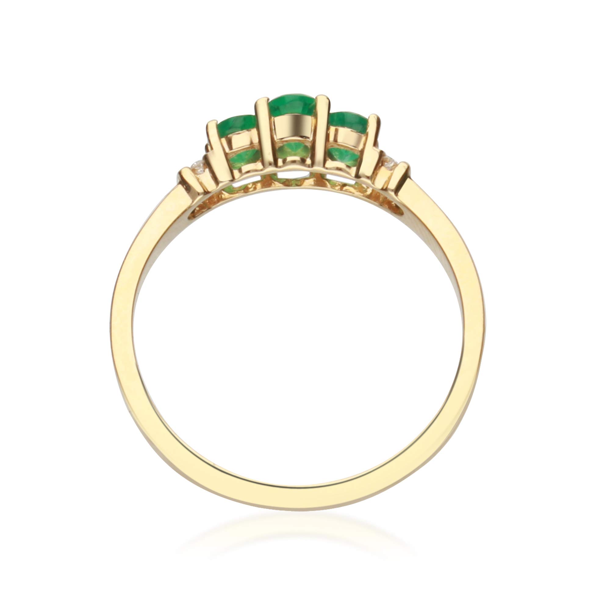 Gin & Grace 14K Yellow Gold Natural Emerald Diamond (I1,I2) Propose Promise Ring for Women